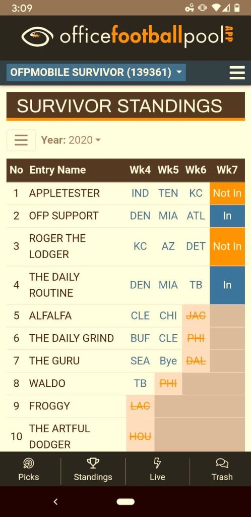 Mobile App - Office Football Pool